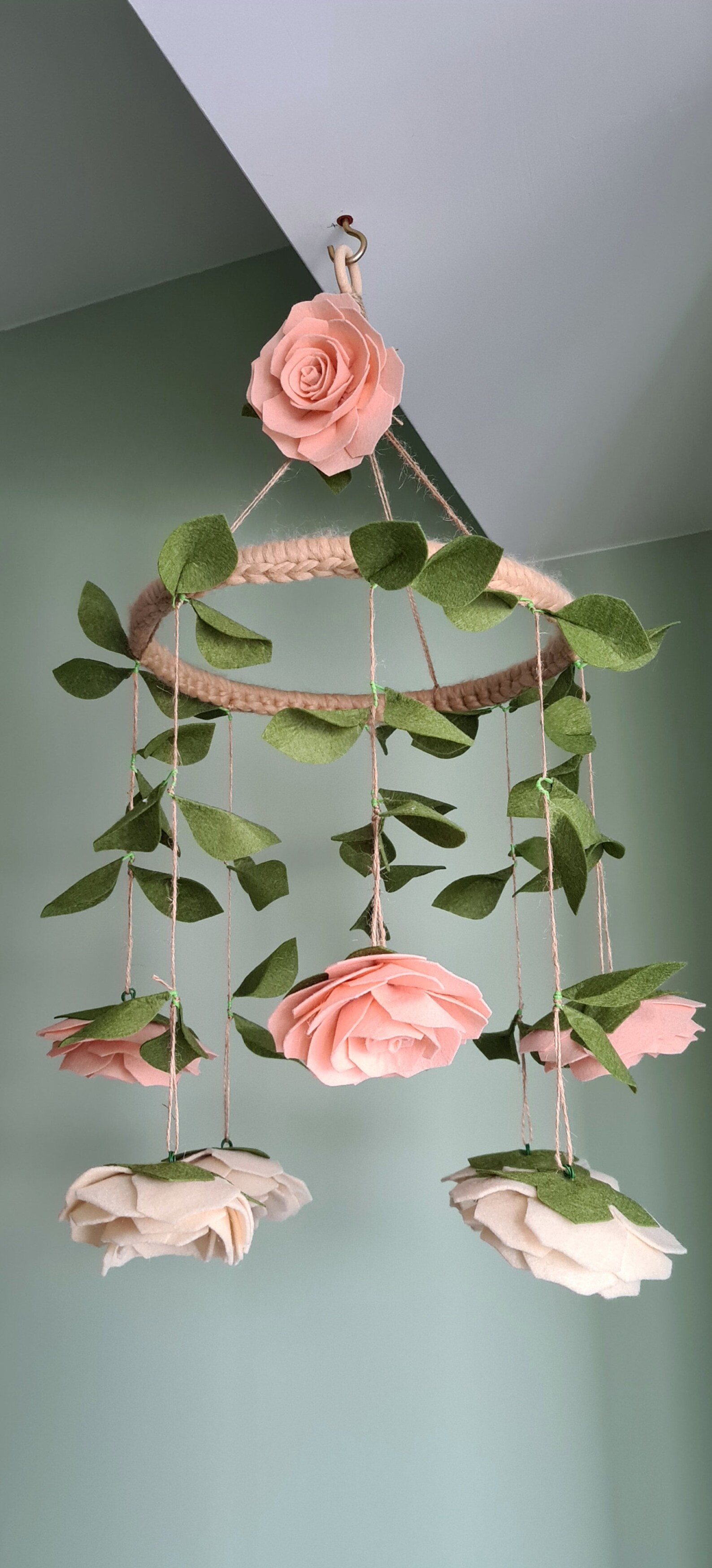 Felt Rose Mobile Rose Mobile Pink Rose Mobile Flower | Etsy