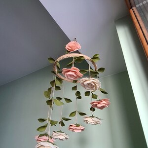 Felt Flower Mobile, Rose Mobile, Flower Mobile, Floral Mobile, Blush ...