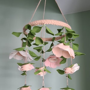 Felt Flower Mobile, Rose Mobile, Nursery Mobile, Custom Color Mobile ...