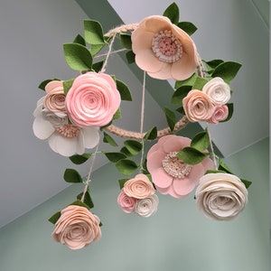 Felt Flower Mobile, Rose Mobile, Nursery Mobile, Custom Color Mobile ...