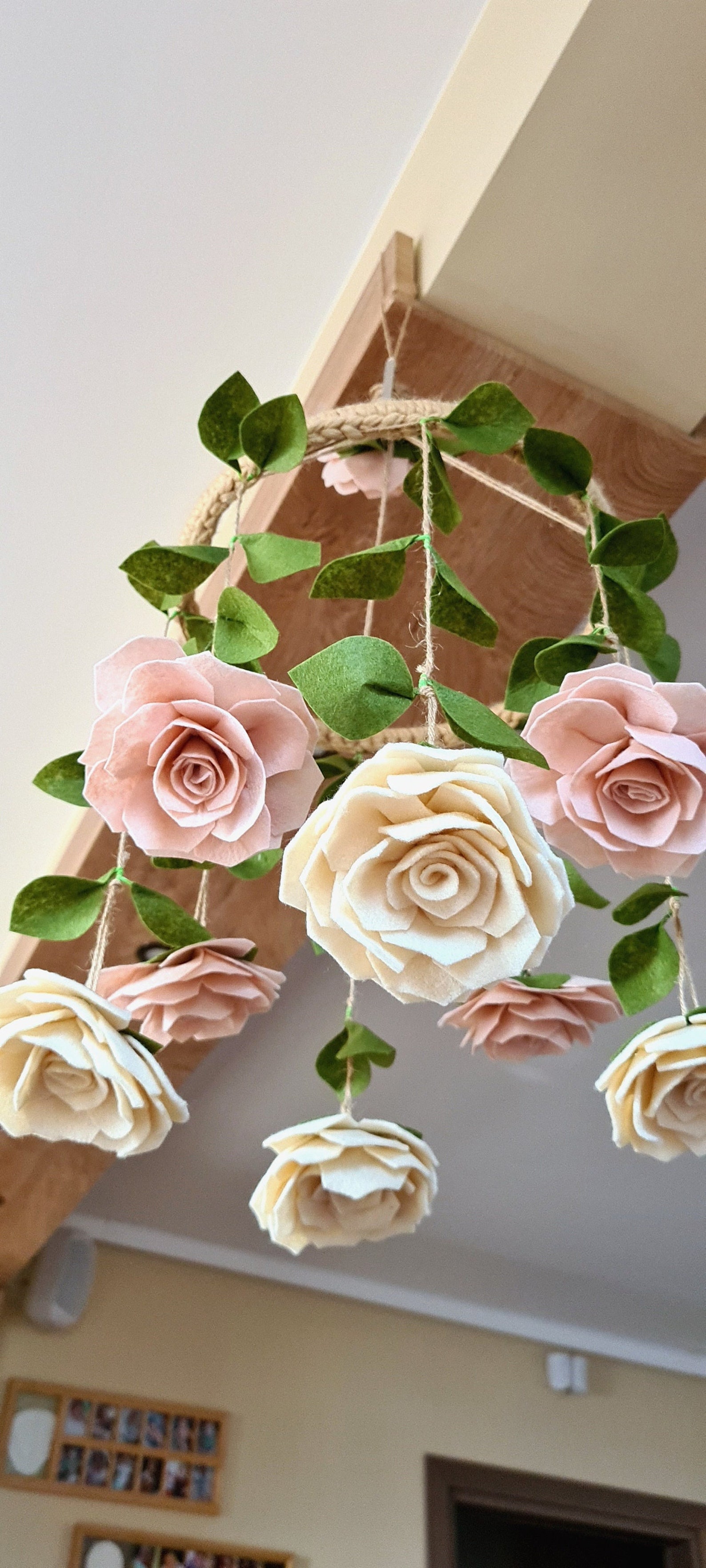 Felt Rose Mobile Rose Mobile Pink Rose Mobile Flower | Etsy