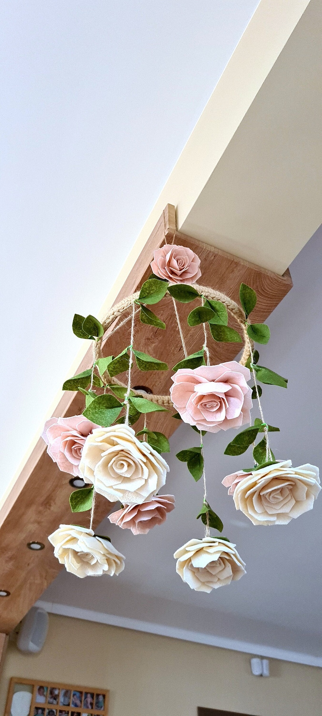 Felt Rose Mobile, Rose Mobile, Pink Rose Mobile, Flower Mobile, Felt ...