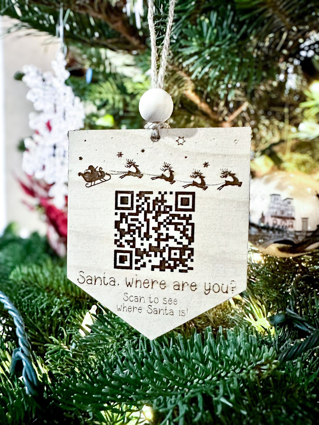 Santa Tracker Ornament QR Code, Christmas Ornament, QR Code - Etsy