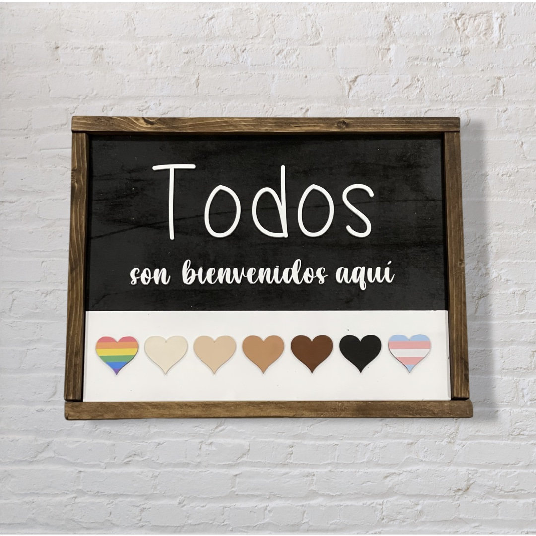 Everyone is Welcome Here SPANISH Wood Door Hanger LGBTQ - Etsy