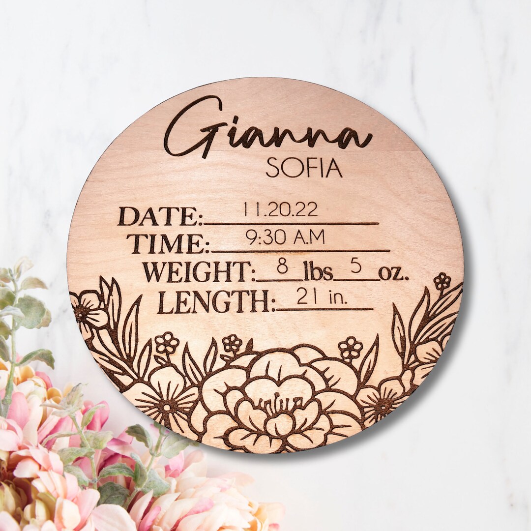 Baby Name Announcement Sign, Announcement Sign With Birth Stats, Baby ...