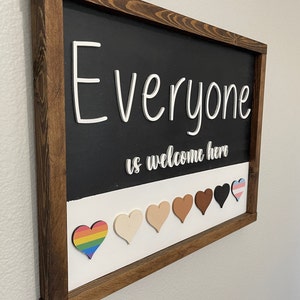 Everyone is Welcome Here english,wood, Inclusive, Door Hanger, LGBTQ ...