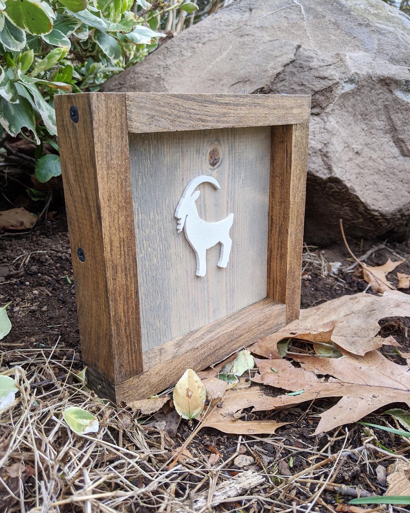 Framed goat mountain goat handmade handmade in | Etsy