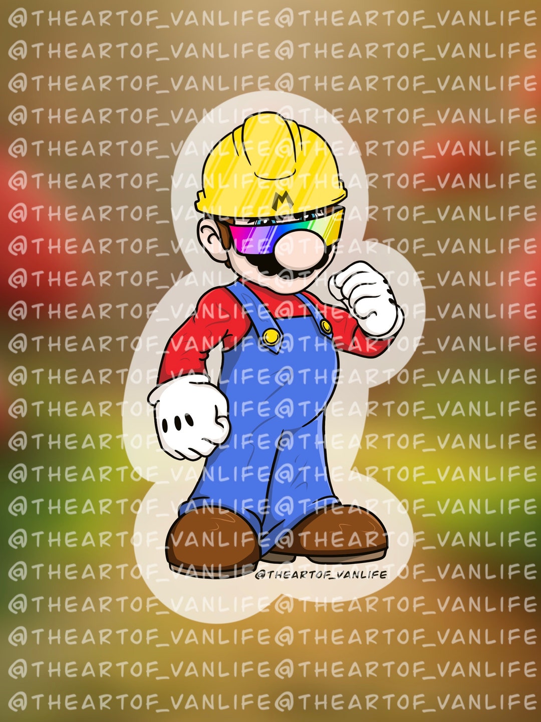 Mario Construction Worker Sticker, Weatherproof Vinyl - Etsy