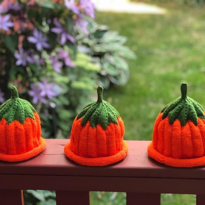 Knitted Pumpkin Hat - Etsy