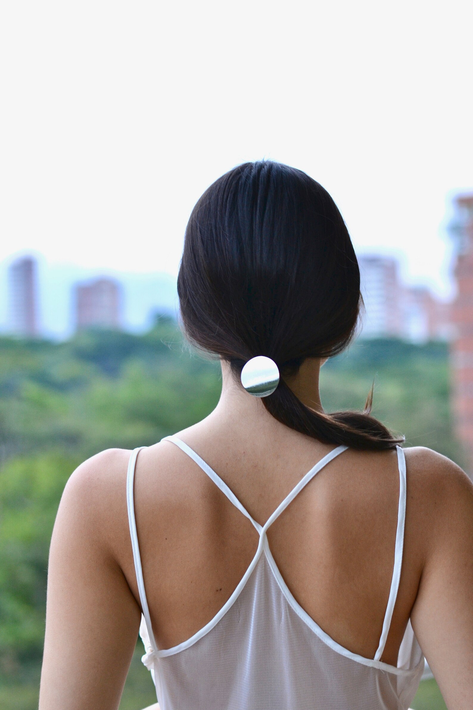 Beautiful Hair Elastic With a Round, Metallic Circle Gold, Gold, Silver ...