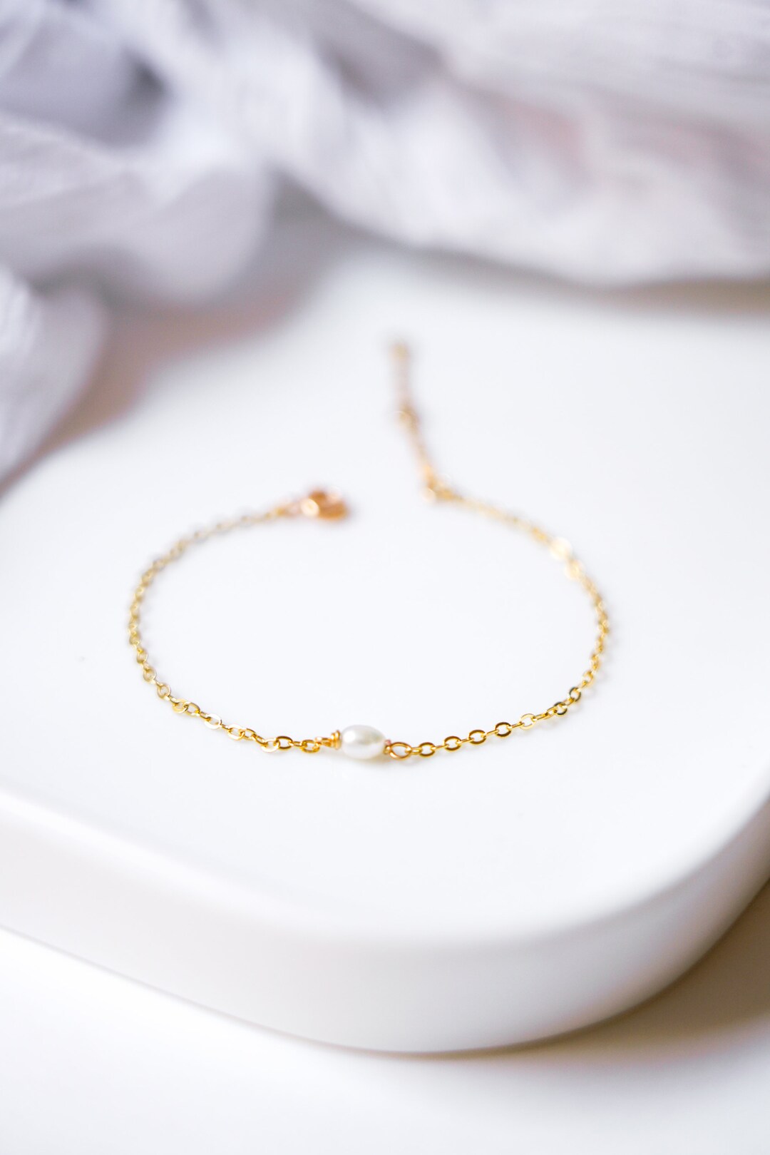 Perlette - Mother Pearl Bracelet, Modern and Simple Bridal Wrist ...
