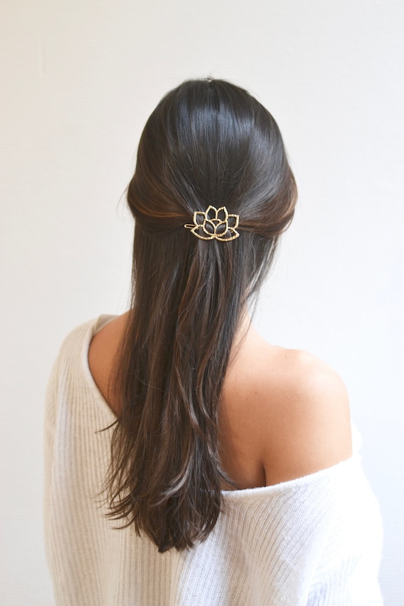 Hair clip lotus comb clip gold bridesmaid flower wedding bride Head jewel gold hair accessory romantic minimalist Etsy France