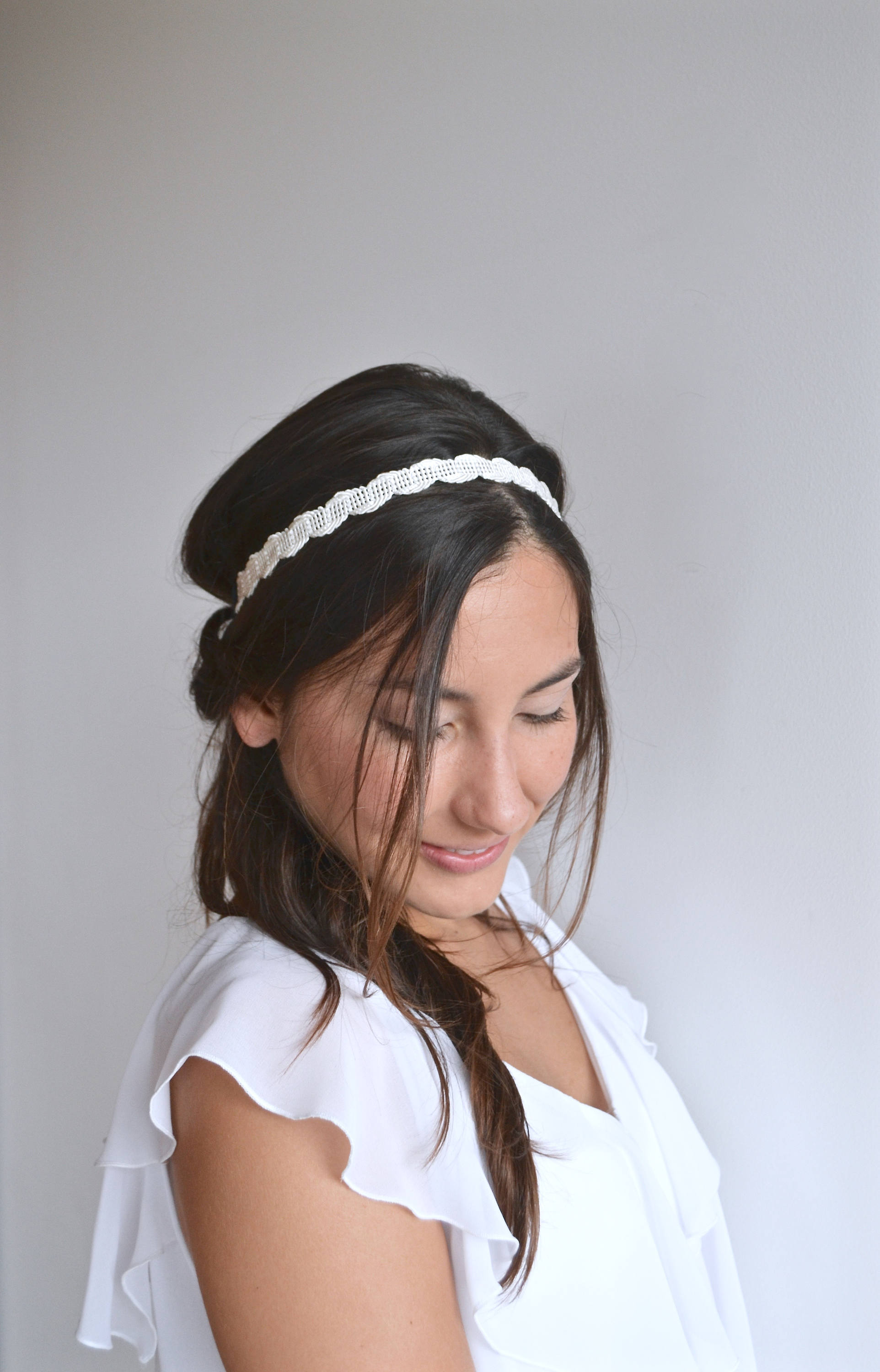 Headband headband woven design headband embroidered white | Etsy