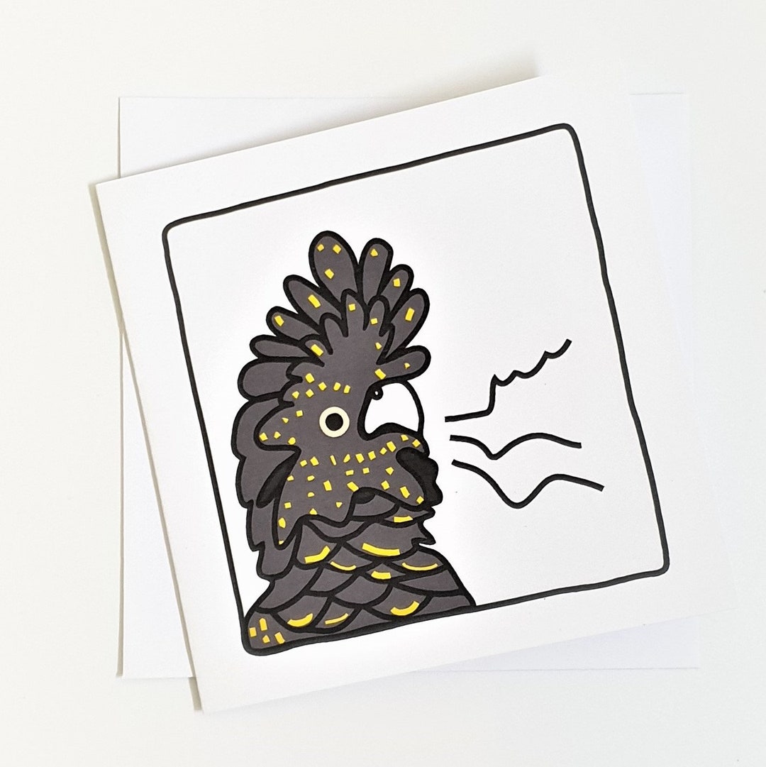 Black Cockatoo Blank Greeting Card - Etsy
