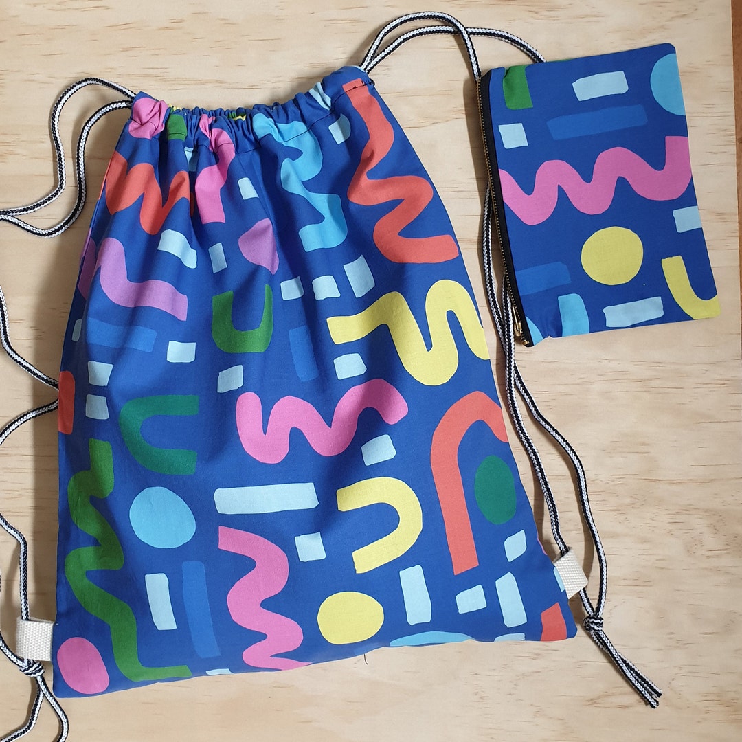 OUMU matching duo, drawstring backpack, zipper pouch, handmade gifts ...
