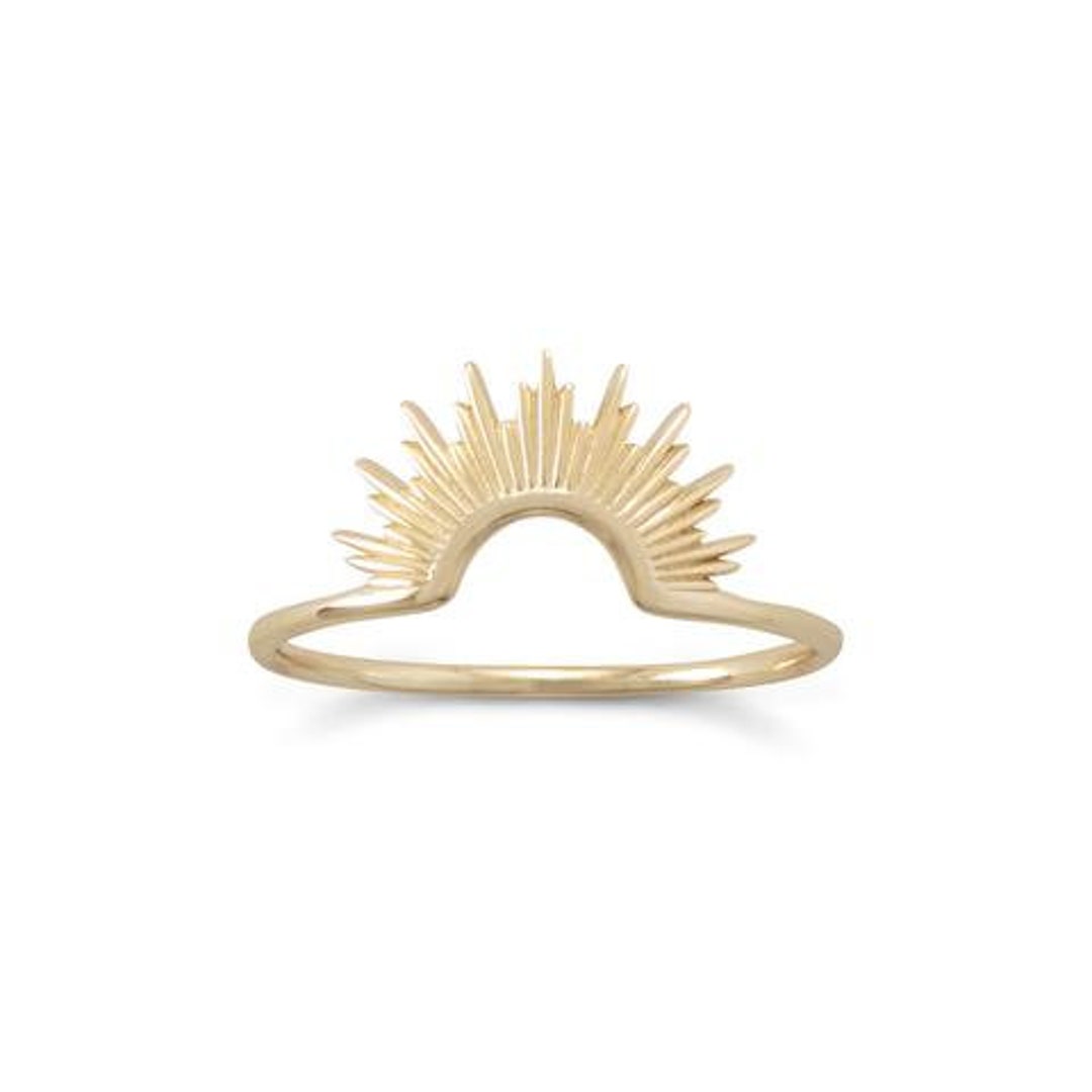 Sunrise Stacking Ring Sun Ring Sunburst Ring Dainty Gold Ring Silver ...