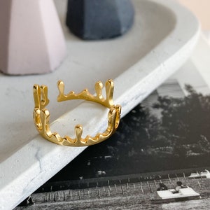 Crown Dripping Gold Ring, Streetwear Jewelry, Statement Ring, Geometric ...