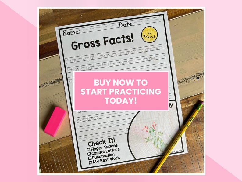 Gross Facts Handwriting Worksheets – Silly | Fun Handwriting Practice ...