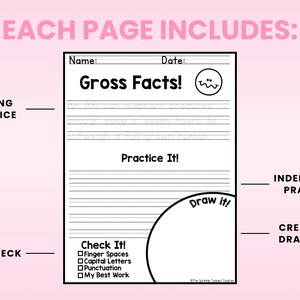 Gross Facts Handwriting Worksheets – Silly | Fun Handwriting Practice ...