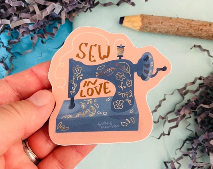 Antique Sewing Machine Sticker - Cute Vinyl Die Cut Sticker - Sew in ...