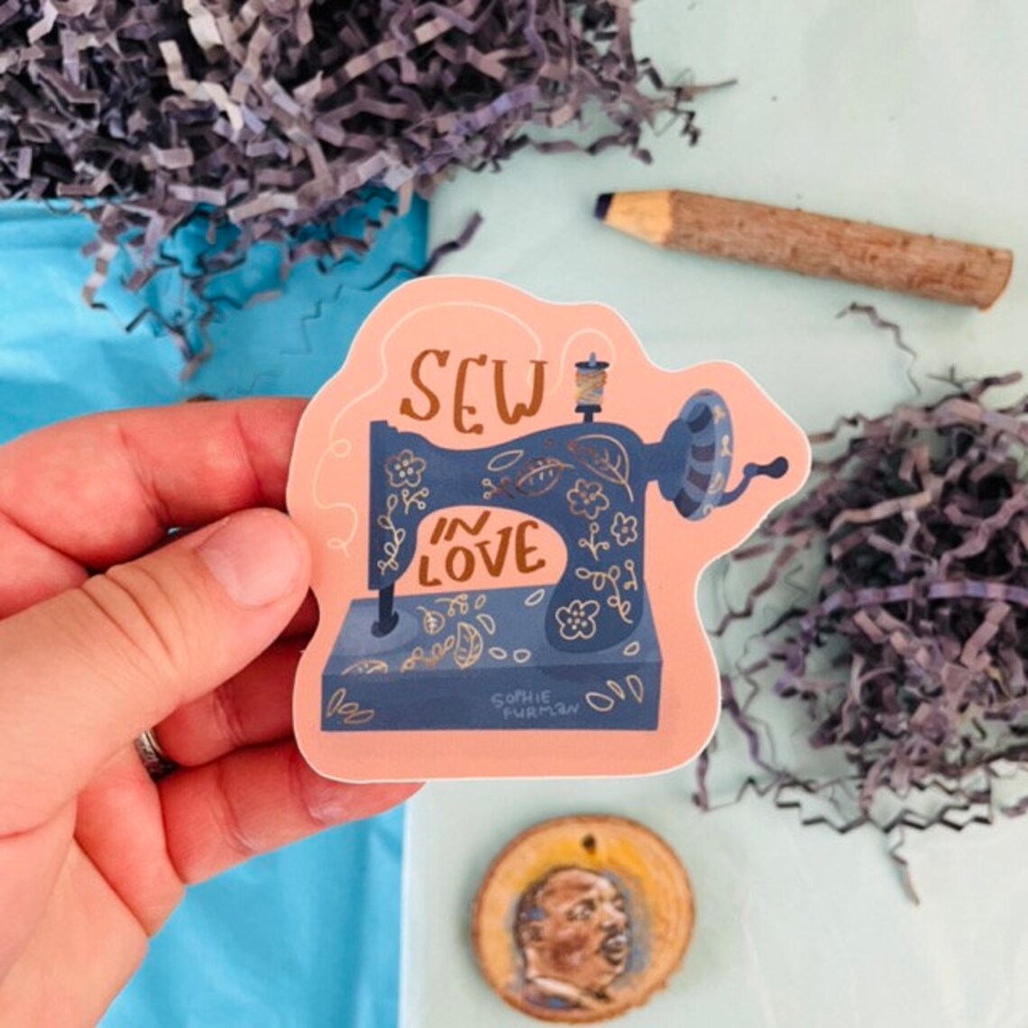 Antique Sewing Machine Sticker - Cute Vinyl Die Cut Sticker - Sew in ...