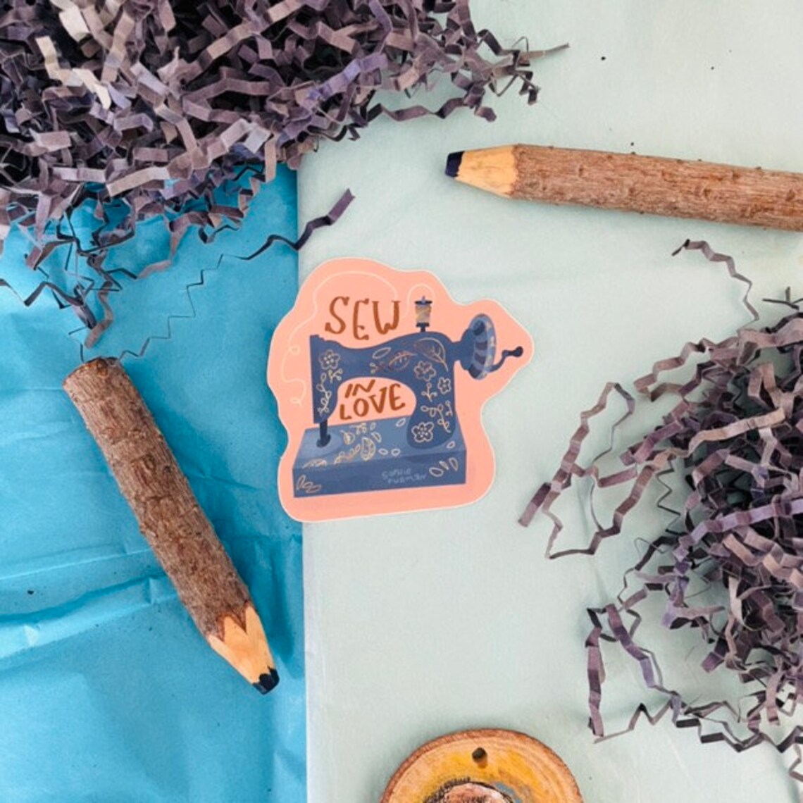 Antique Sewing Machine Sticker - Cute Vinyl Die Cut Sticker - Sew in ...