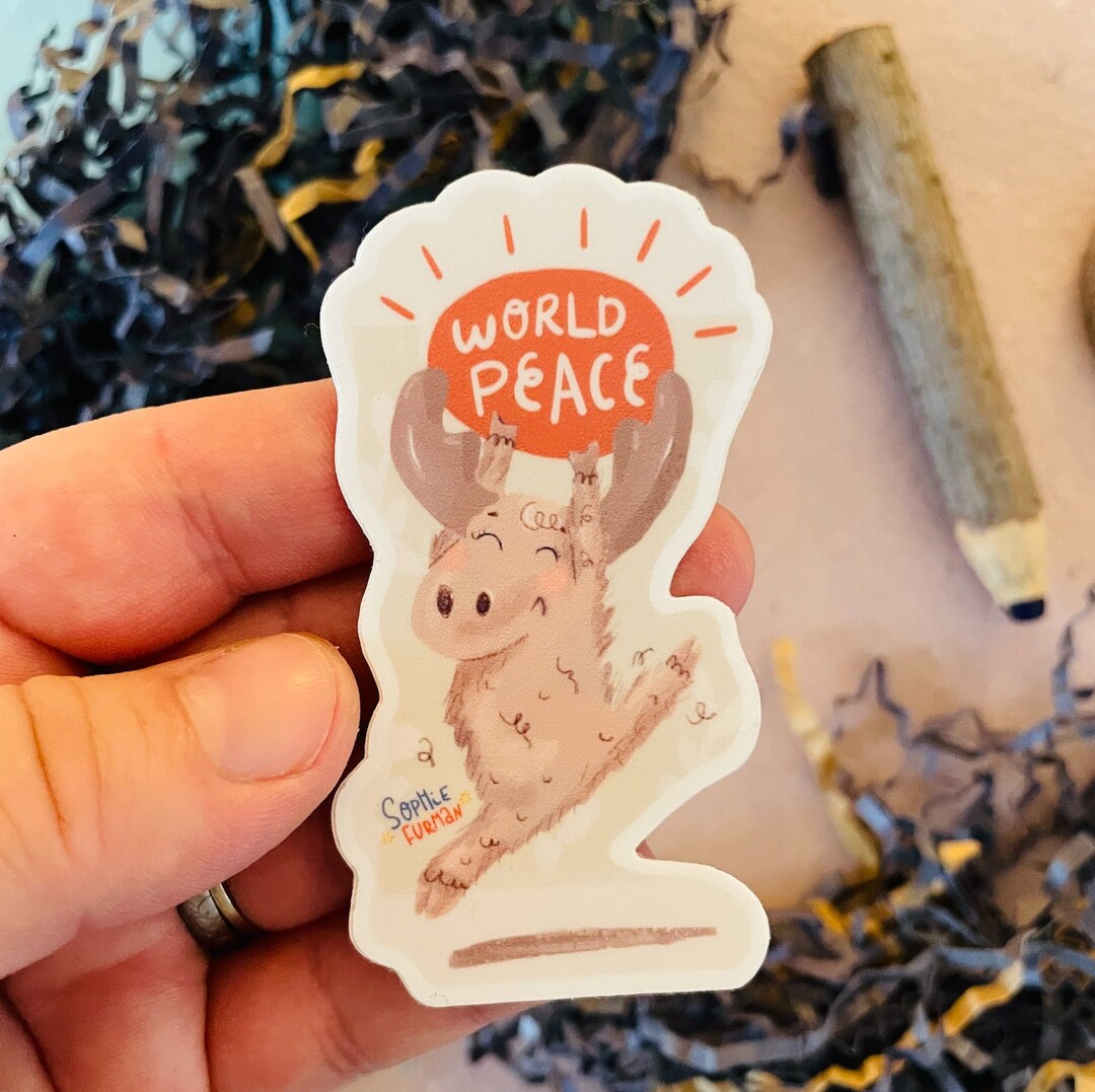 World Peace Sticker - Cute Illustrated Sticker - Etsy