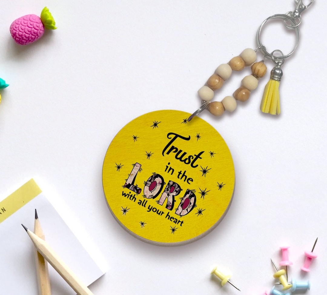 Trust in the Lord Wood Keychain, Christian Bible Verse Gift - Etsy