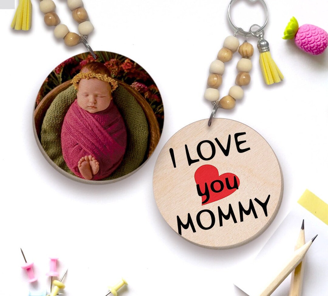 Mom Car Charm/mom Key Chain/custom Picture Mom Gift/1st Mothers Day ...