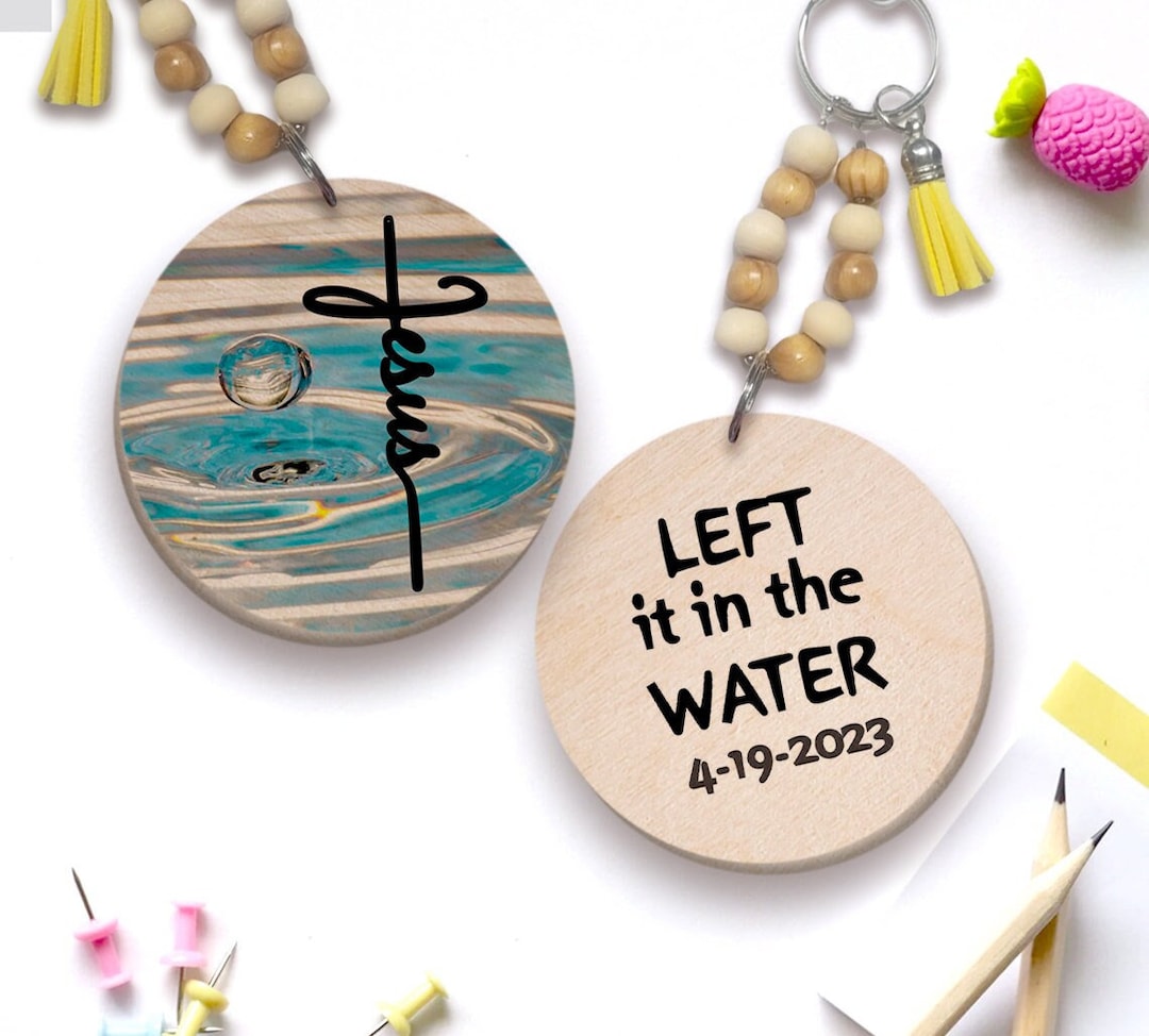 Left in the Water Key-chain, Baptism Key Chain, Washed by the Water ...