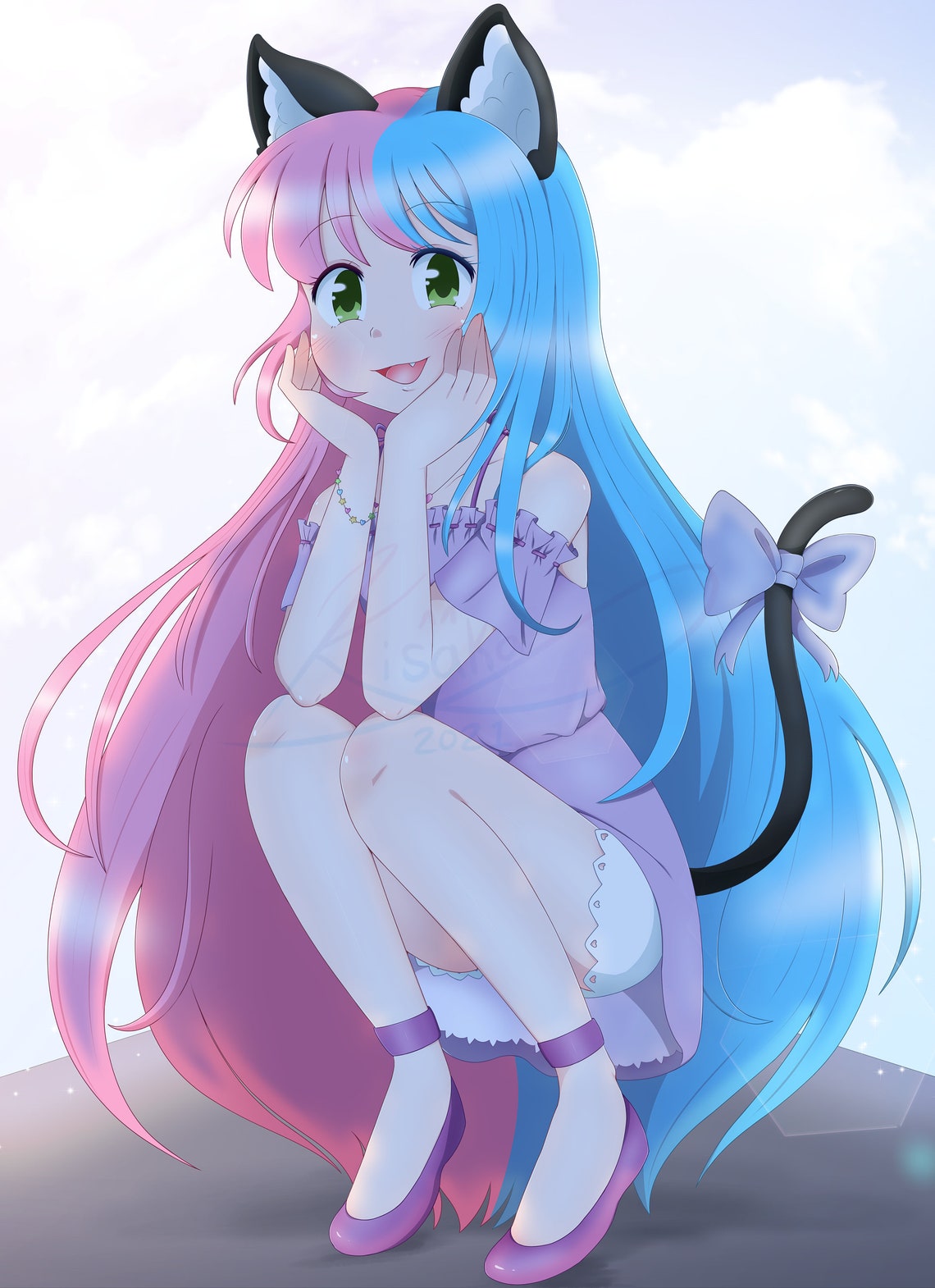 Kisaka Toriama Beautiful Day Poster Catgirl Vtuber Original Etsy