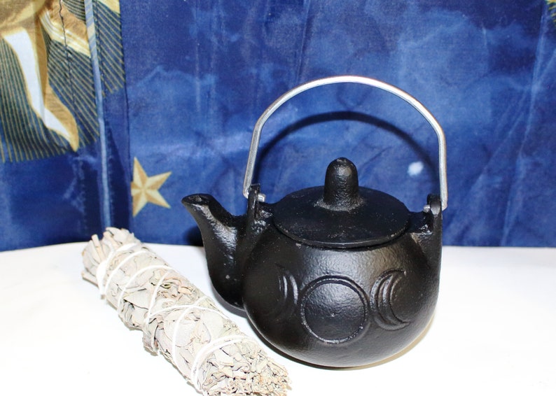 Triple Goddess Cast Iron Cauldron Kettle Triple Moon Tea | Etsy