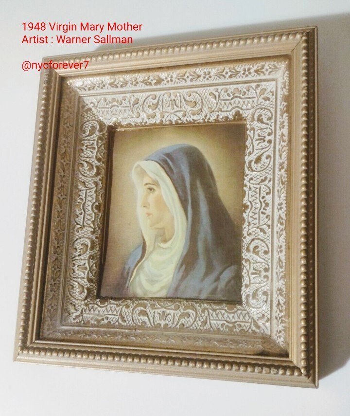 1948 Virgin Mary Mother of Jesus Warner Sallman Artist Print Wooden ...