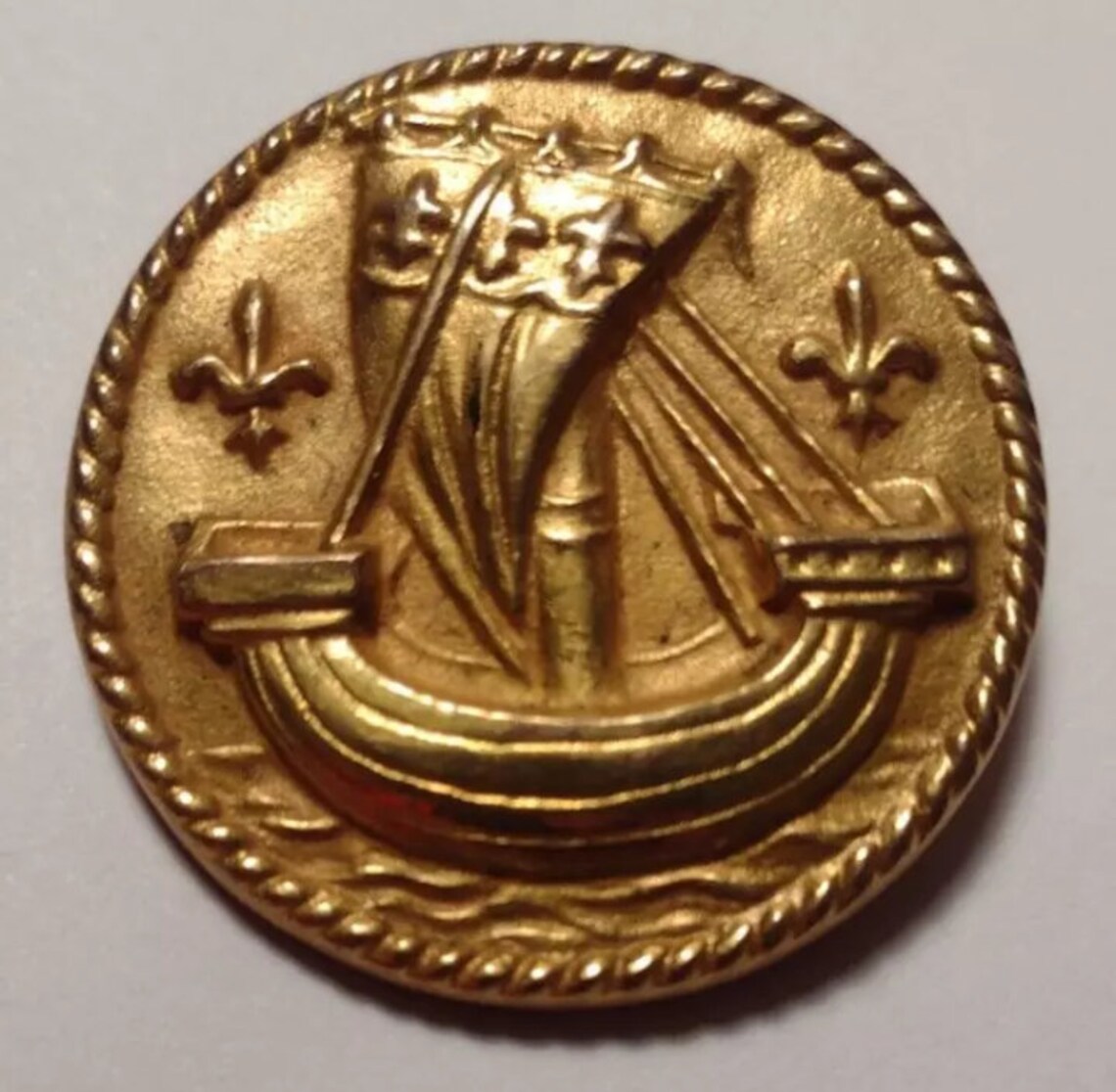 Golden ARTHUS BERTRAND French Brooch Pendant Galleon Royal Ship Fleur ...