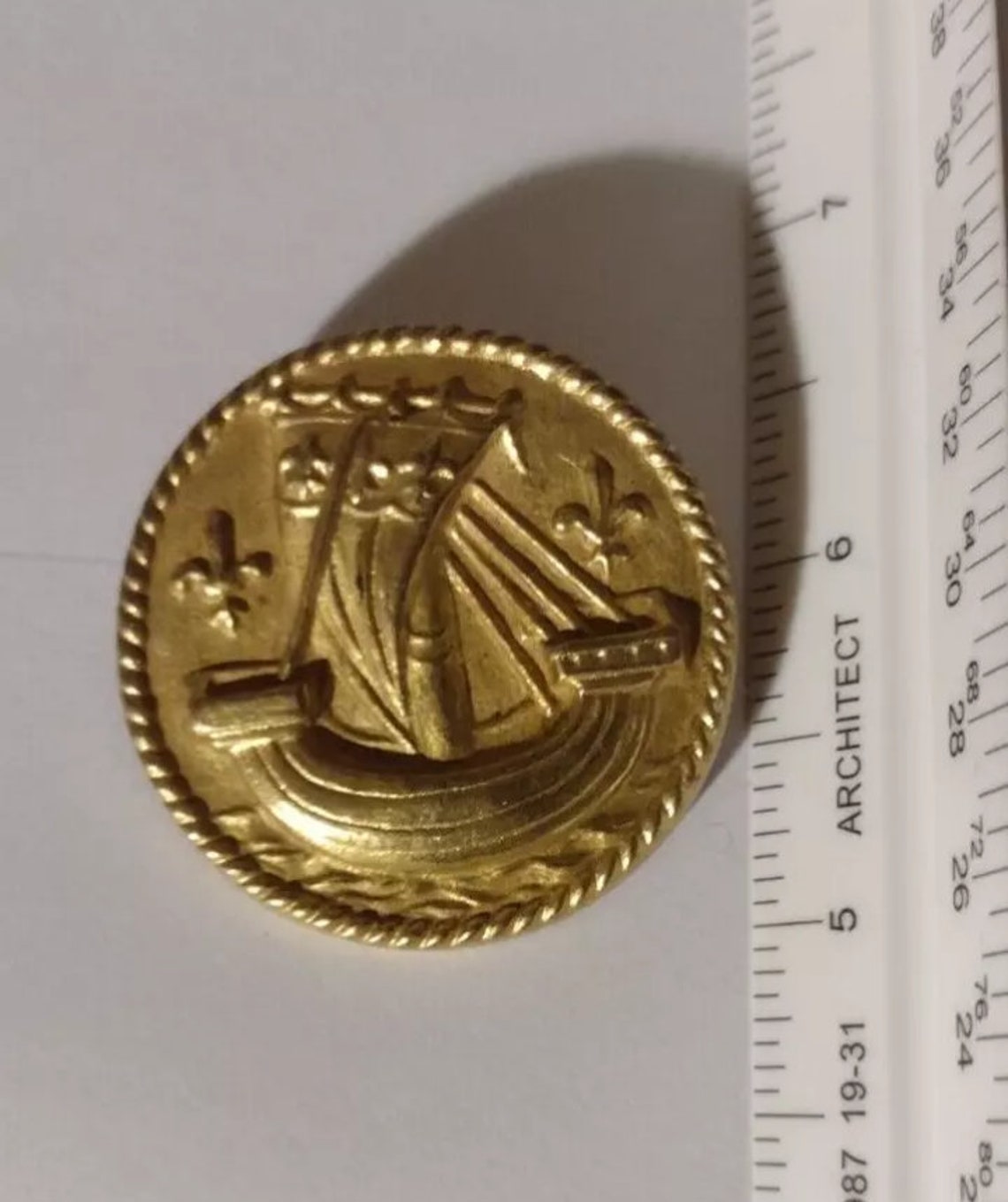Golden ARTHUS BERTRAND French Brooch Pendant Galleon Royal Ship Fleur ...