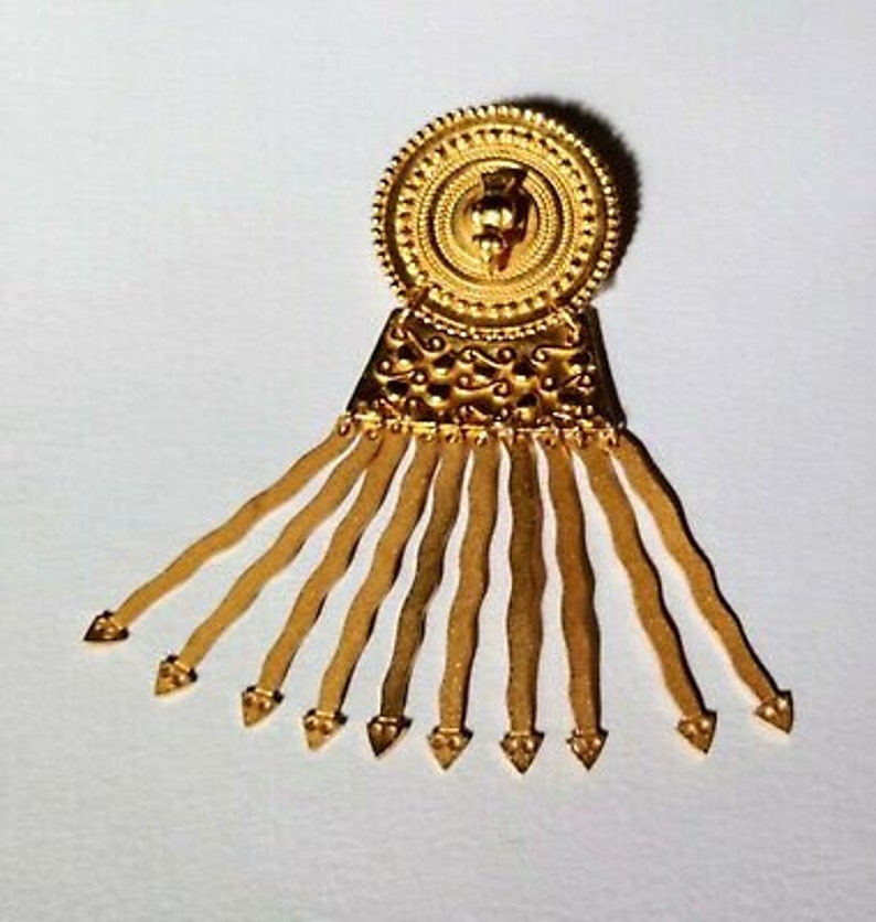Pre - Columbian Golden Bird Snake Disc Brooch Pin Made in Peru Inca Art ...