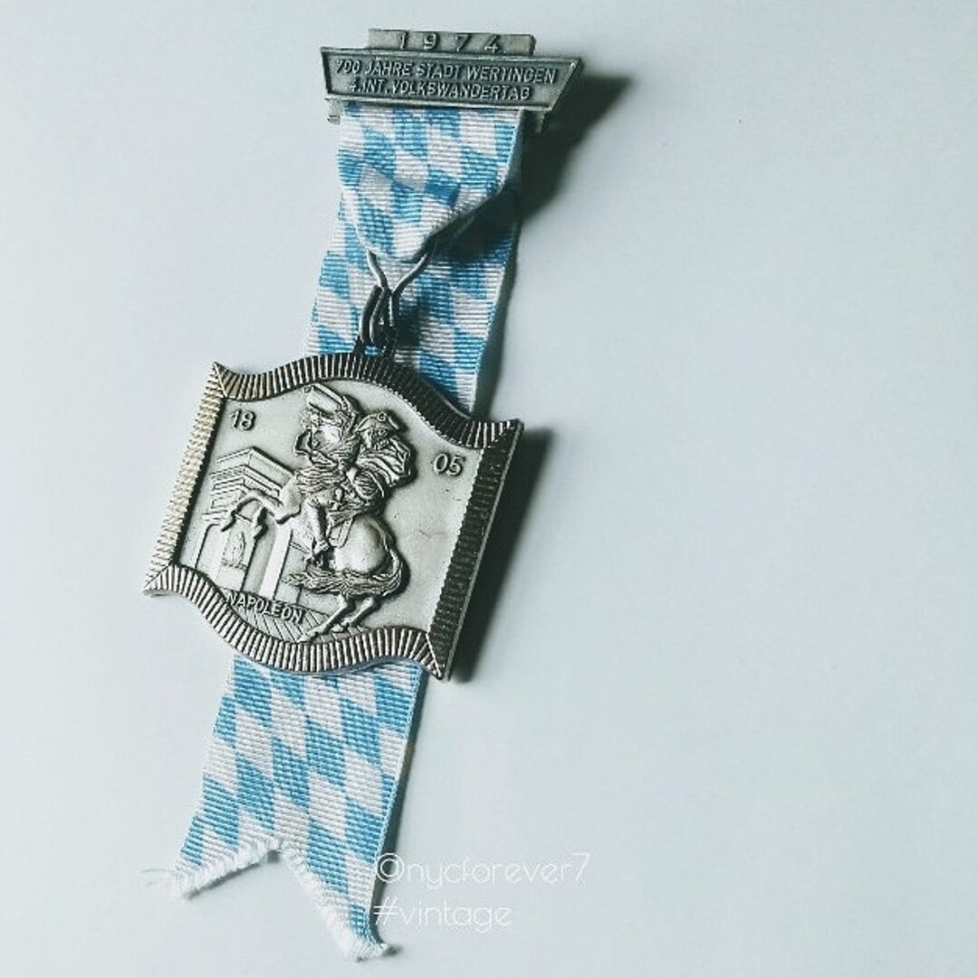 Napoleon W/ Horse 1805 Medal Blue White Ribbon Vintage 1974 ...