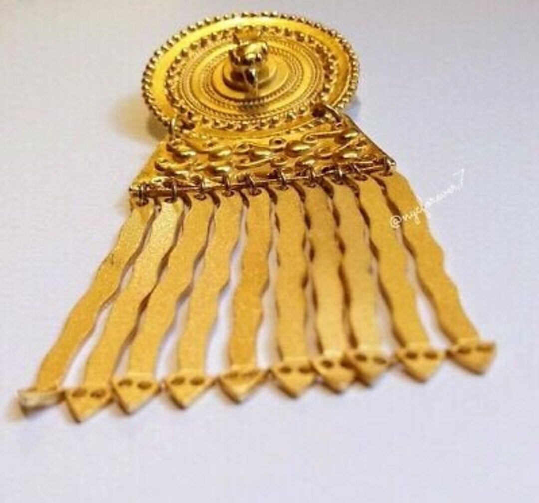 Pre - Columbian Golden Bird Snake Disc Brooch Pin Made in Peru Inca Art ...