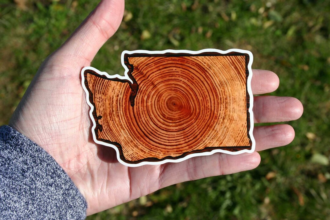 Washington State Sticker, Wood Pattern Sticker - Etsy