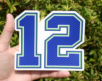 Seattle Seahawks Fan "12" 12th Man Lime Green Car Vinyl Decal (5"x5 ...