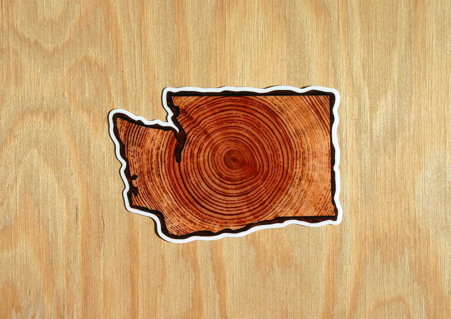 Washington State Sticker, Wood Pattern Sticker - Etsy