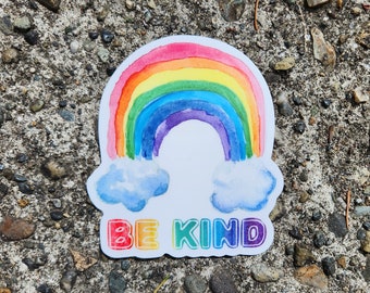 Be Kind UV Rainbow Sticker - Etsy