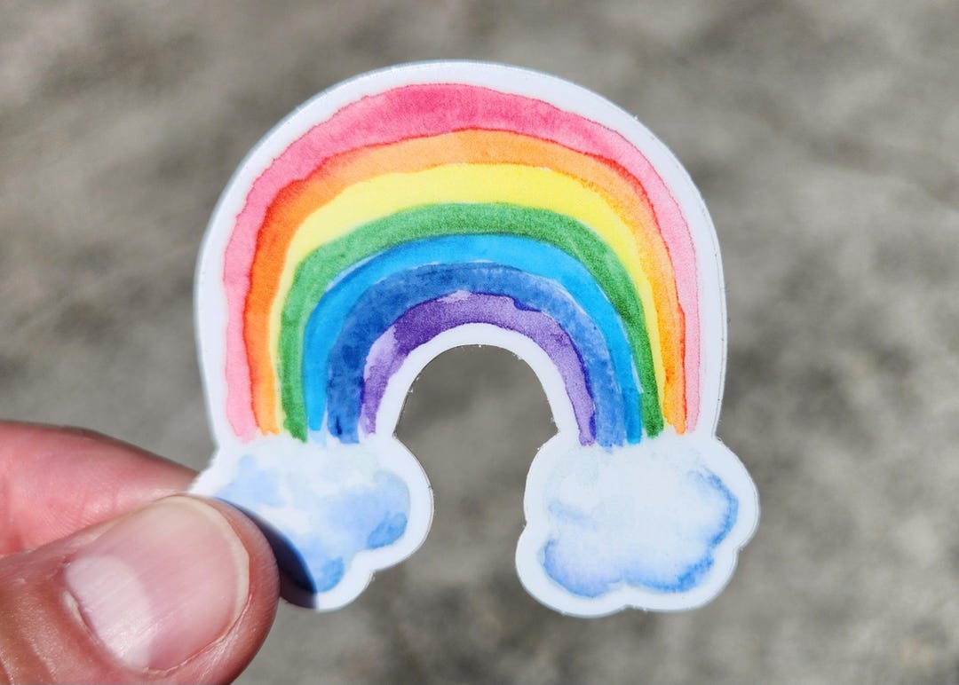 Watercolor Rainbow Sticker - Etsy