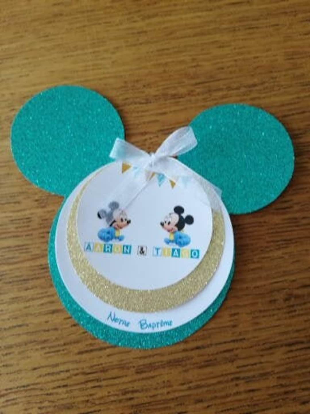 Faire Part Forme Tête De Mickey Pour Baptême Ou Anniversaire - Etsy