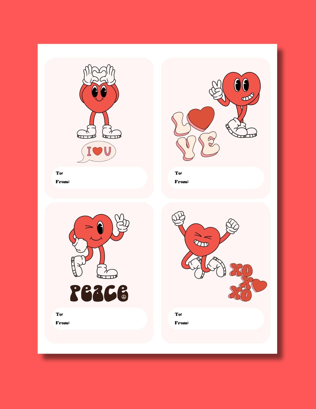 Retro Valentine's Day Cards - Digital Download - Etsy