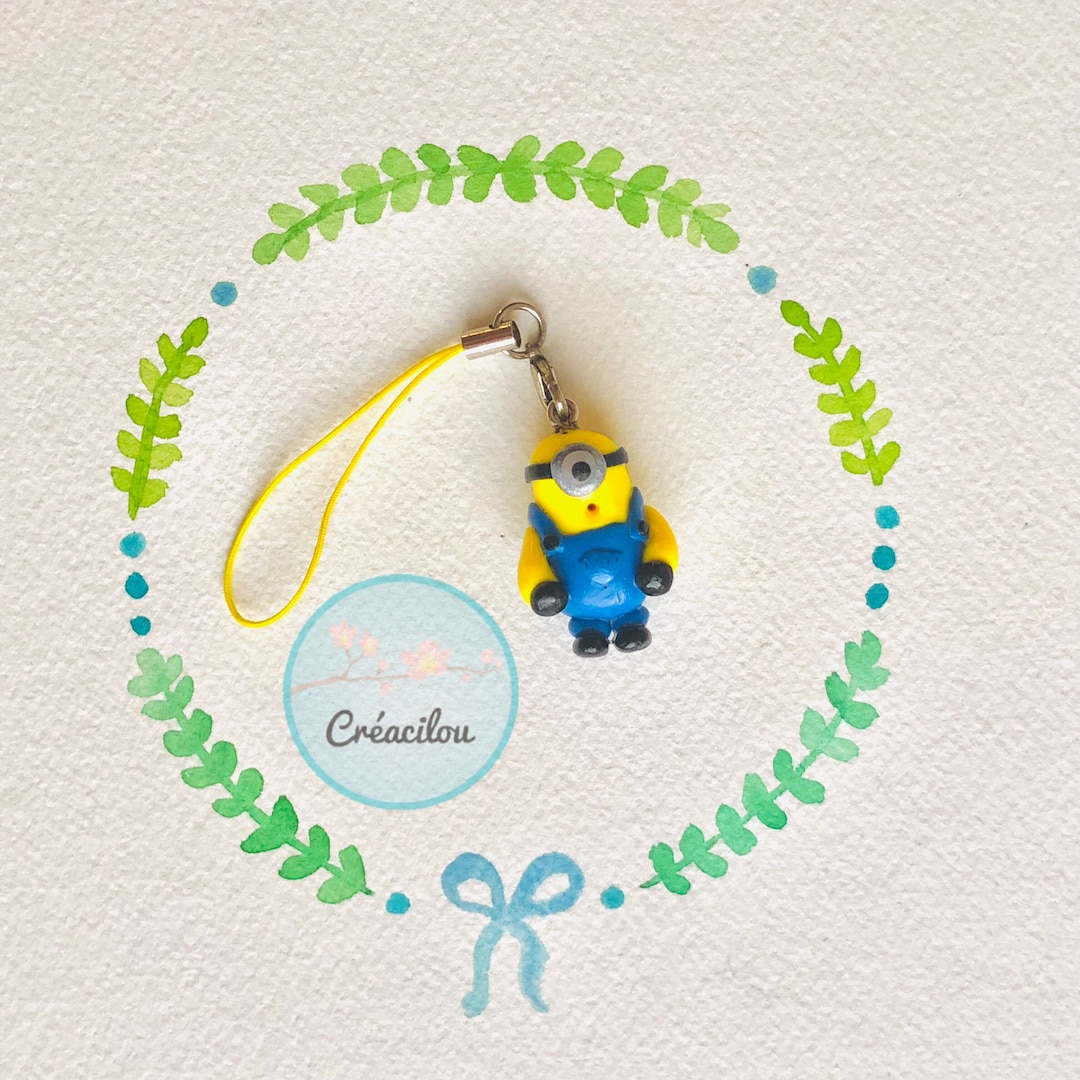 Bag Charm or Key Ring MINION Style Astonished With an Eye in Fimo Paste ...