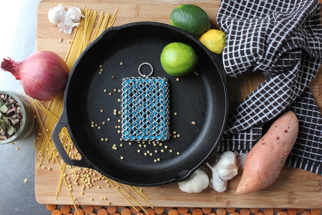 Campfire Cooking Chainmail Cast Iron Skillet Scrubber - Etsy