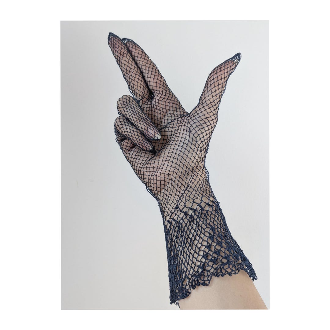 Antique Navy Fishnet Gloves Edwardian Victorian Fishnet Gloves Vintage ...