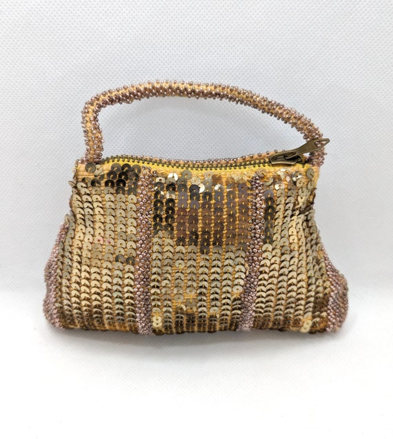 1920s Art Deco Gold Flapper Bag * Antique Gold Sequin… - Gem