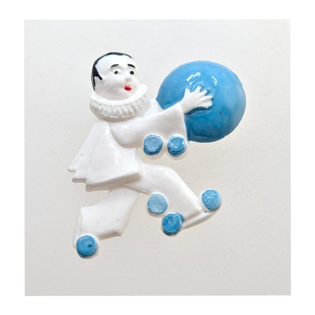 Vintage Early Plastic Pierrot Celluloid Brooch * Vintage French Clown ...